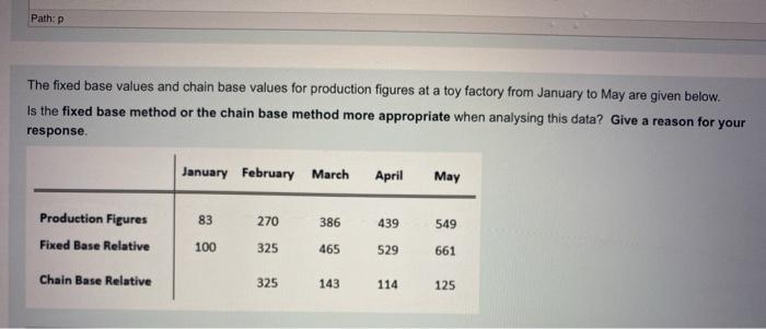 Solved Path:P The fixed base values and chain base values | Chegg.com