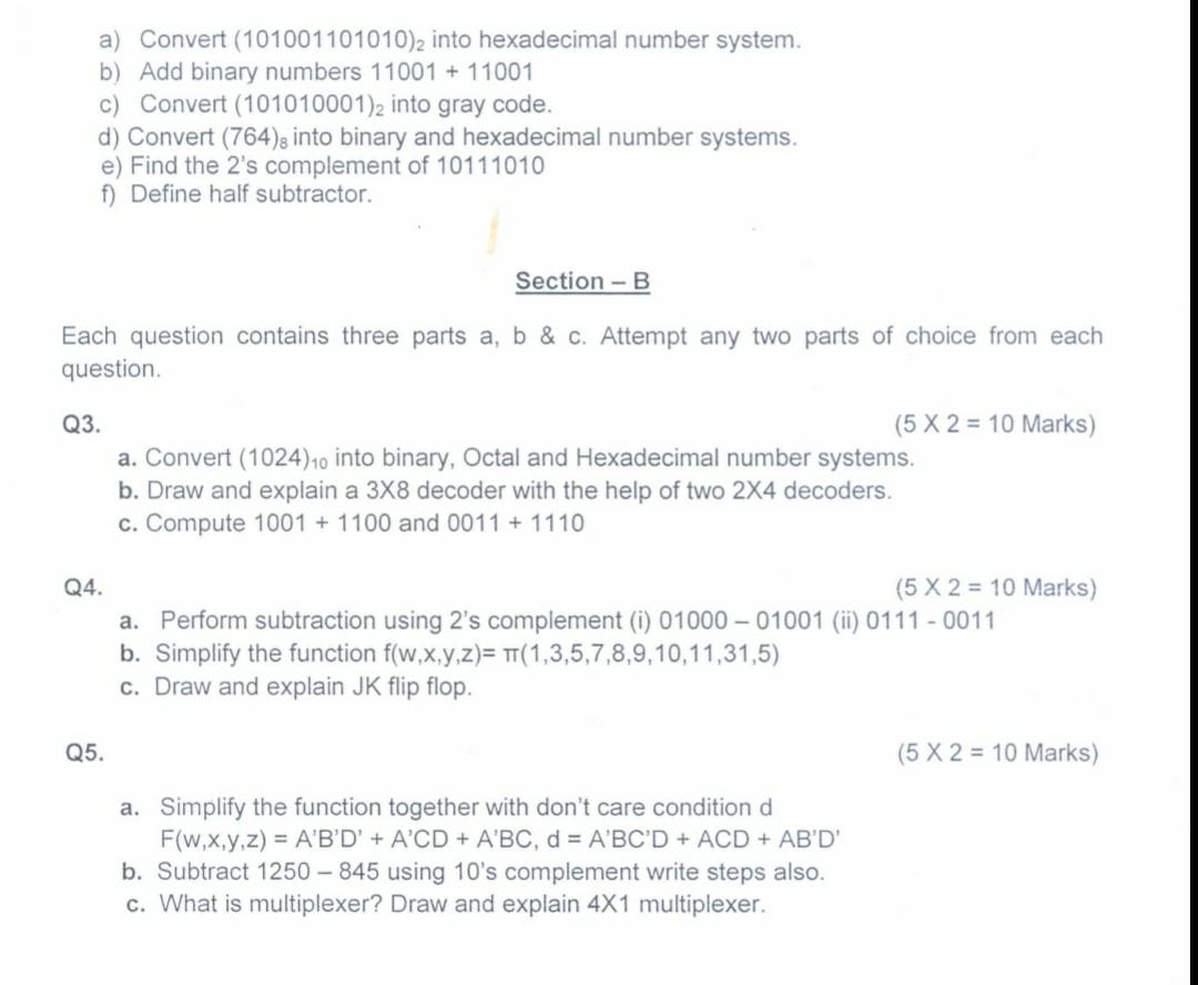 Solved a) Convert (101001101010)2 into hexadecimal number | Chegg.com
