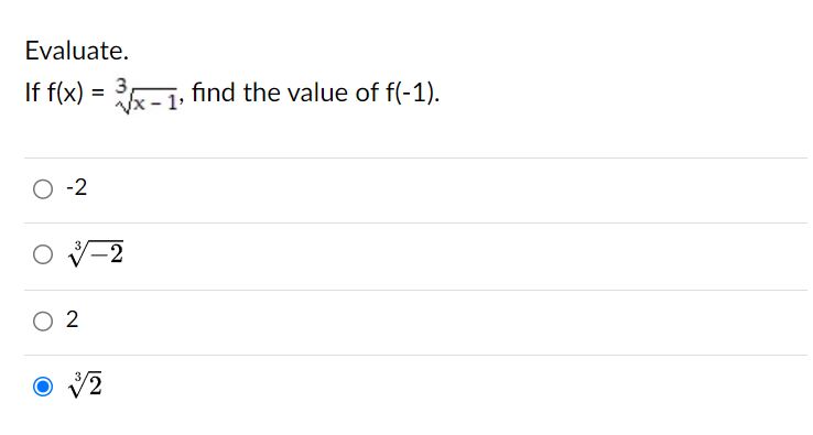 Solved Evaluate.If f(x)=x-13, ﻿find the value of f(-1). | Chegg.com