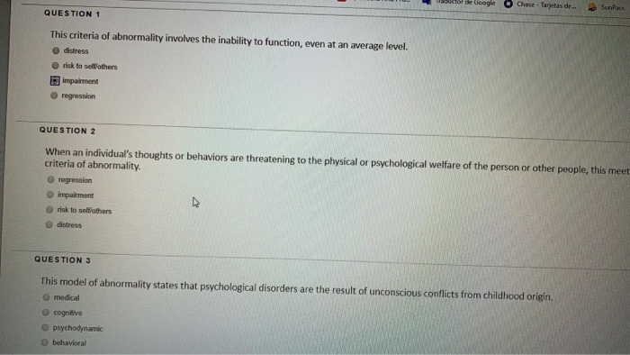 Solved QUESTION 1 This criteria of abnormality involves the | Chegg.com