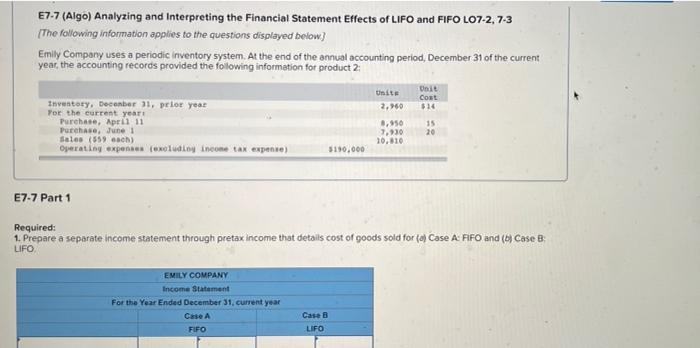 Solved E7-7 (Algo) Analyzing and Interpreting the Financial | Chegg.com