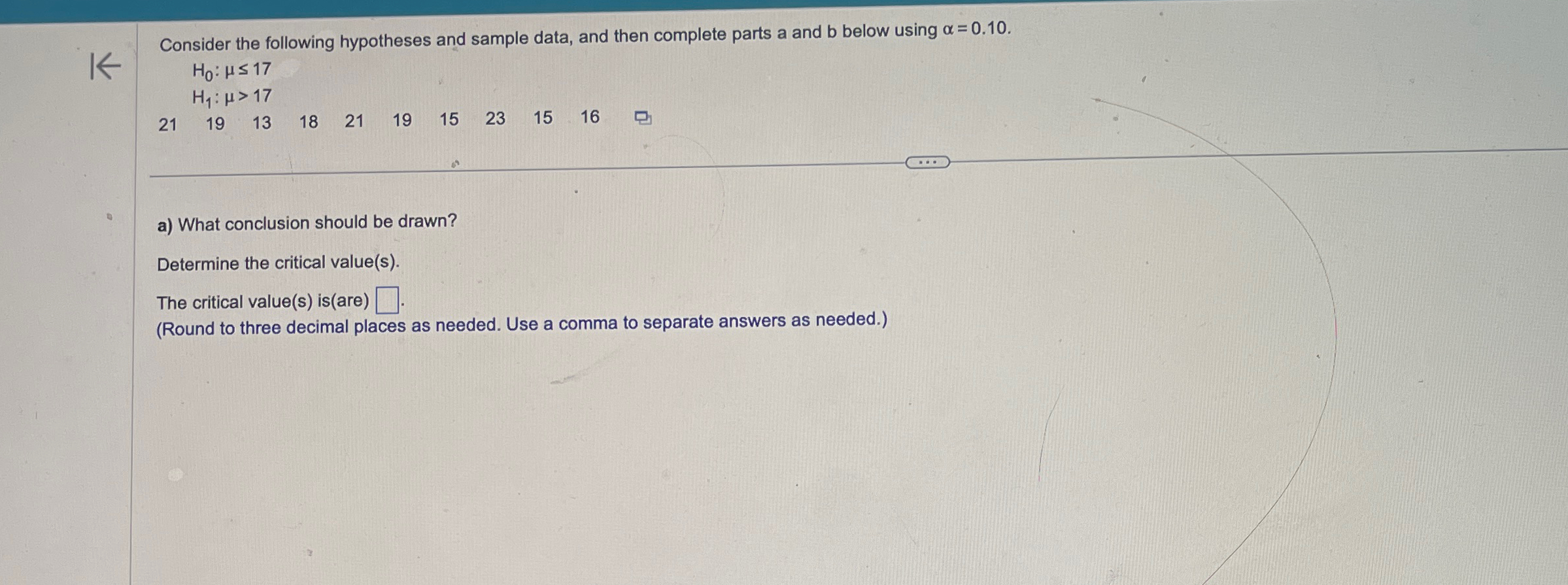 Consider the following hypotheses and sample data, | Chegg.com