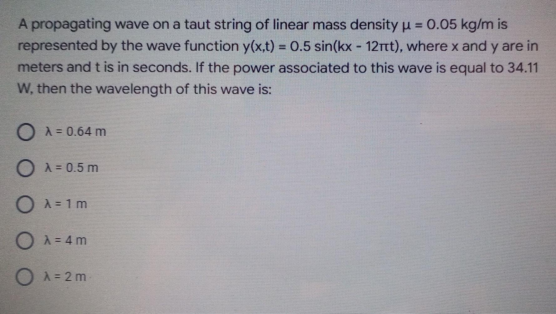 Solved A propagating wave on a taut string of linear mass | Chegg.com