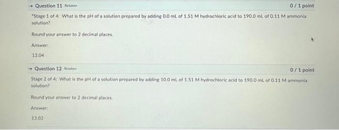 Solved -Stage 1 of 4: What is the pH of a solution prepared | Chegg.com
