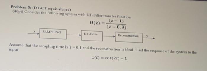 Solved Problem 5: (DT-CT equivalence) (40pt) Consider the | Chegg.com