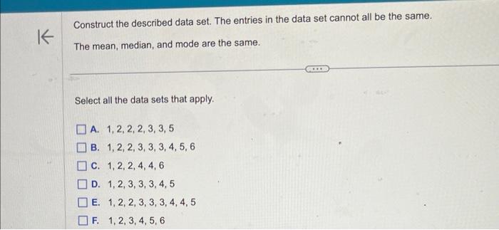 [Solved]: Construct the described data set. The entries in