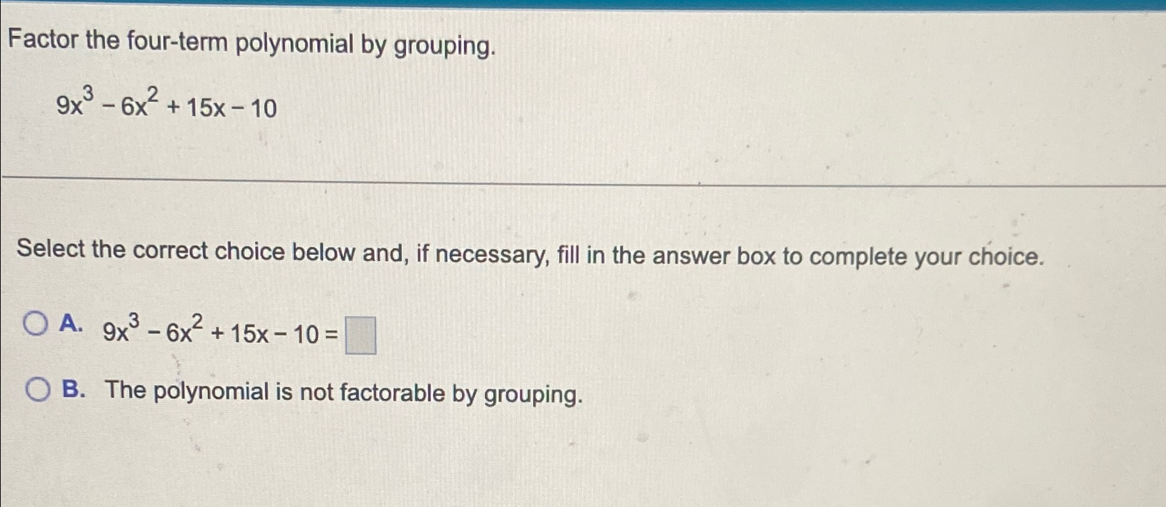 Solved Factor the four-term polynomial by | Chegg.com