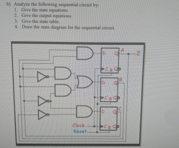 Solved b) Analyze the following sequential circuit by: 1. | Chegg.com