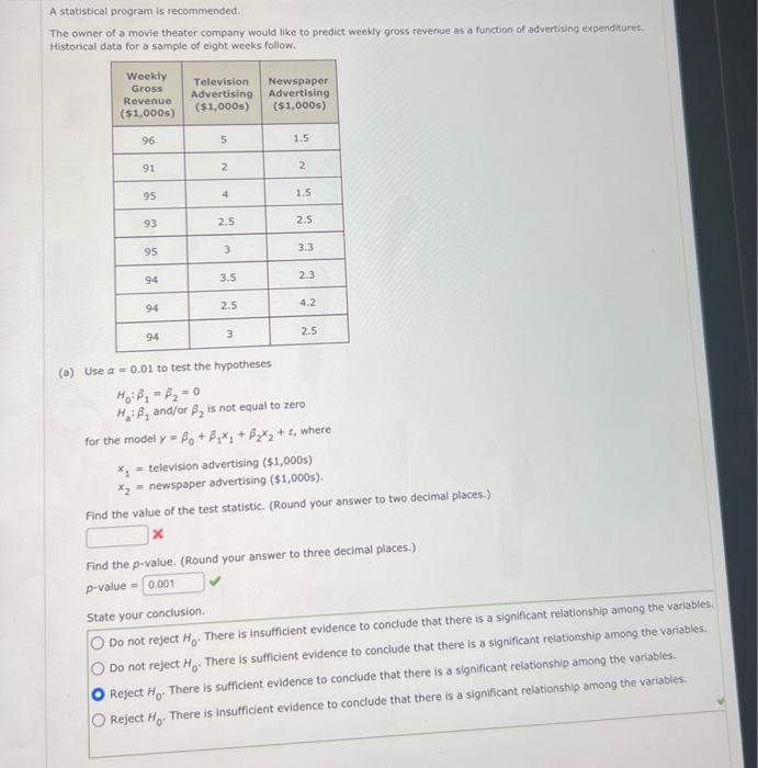 Solved A statistical program is recommended. The owner of a | Chegg.com