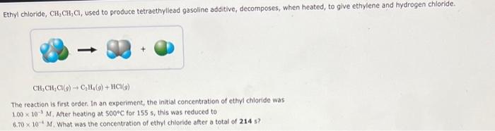 Solved Ethyl chloride, CH2CH3Cl, used to produce | Chegg.com