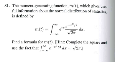 Solved The moment-generating function, m(t), ﻿which gives | Chegg.com
