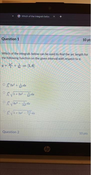 Solved Which of the integrals below can be used to find the | Chegg.com