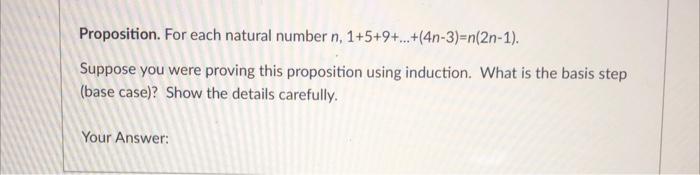 Solved Proposition. For each natural number | Chegg.com