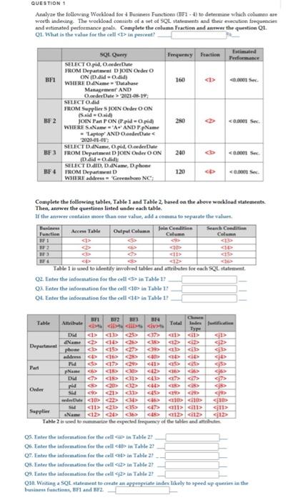 Analyze the following Workload for 4 | Chegg.com Analyze the following Workload for 4 | Chegg.com
