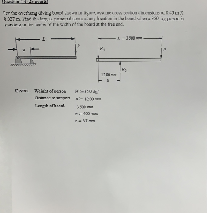 Solved Question # 4 (25 points) For the overhung diving | Chegg.com