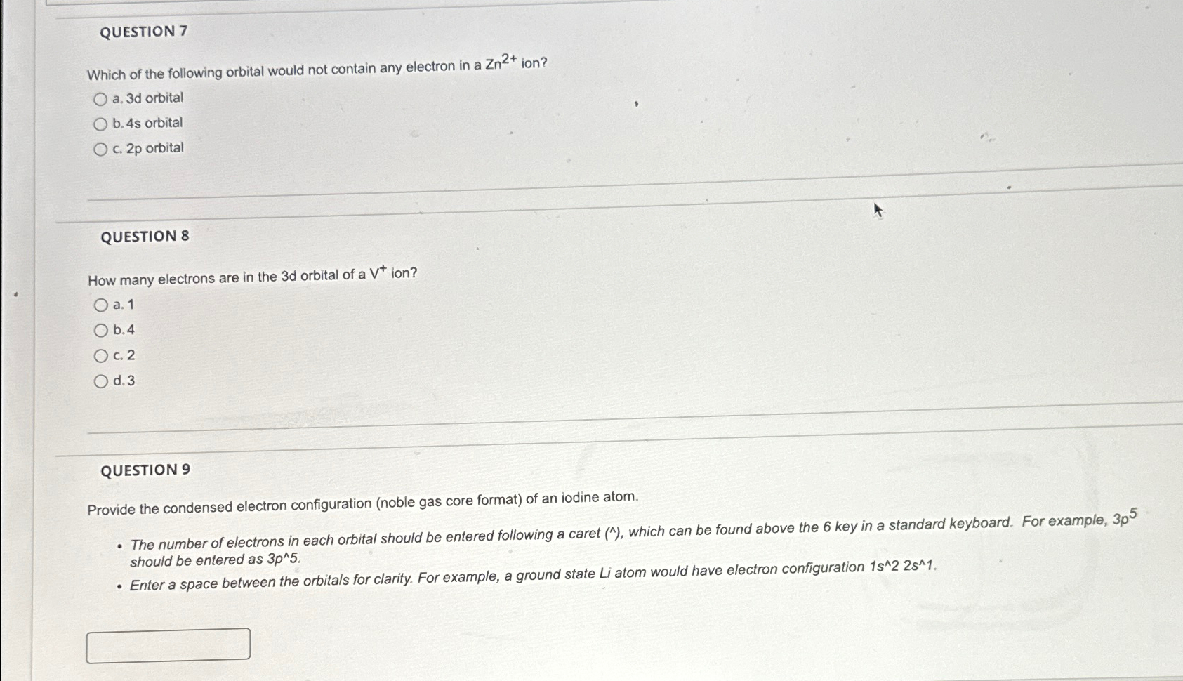 Solved QUESTION 7Which of the following orbital would not | Chegg.com