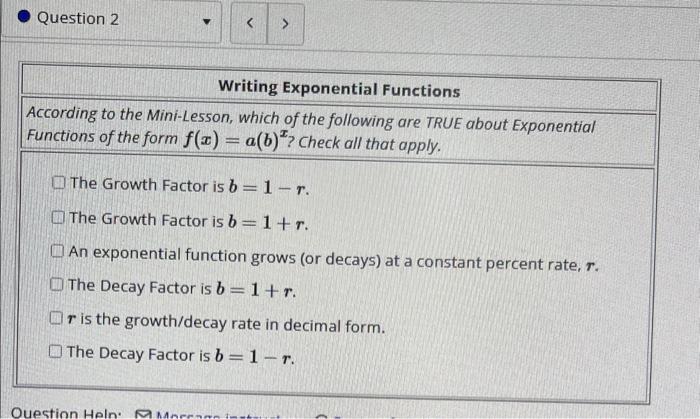 Solved Writing Exponential Functions According to the | Chegg.com