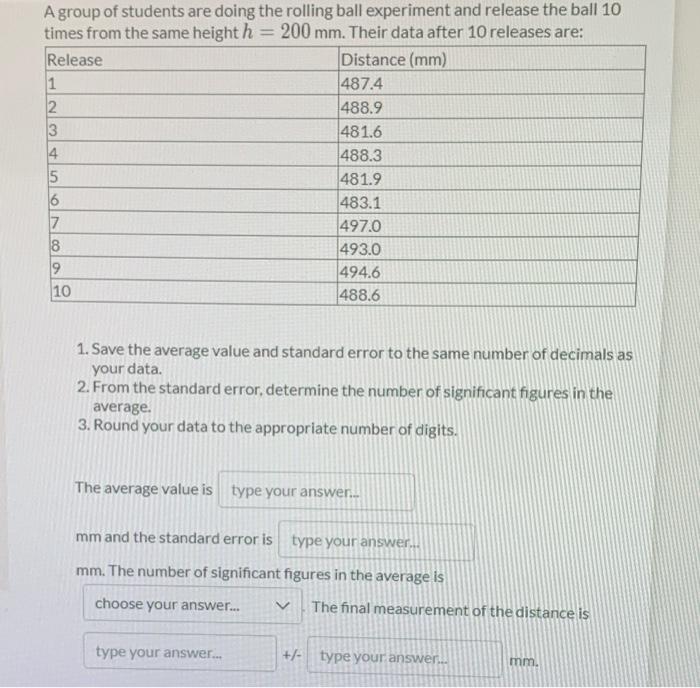 Solved Rolling Ball Experiment You and your classmates are | Chegg.com