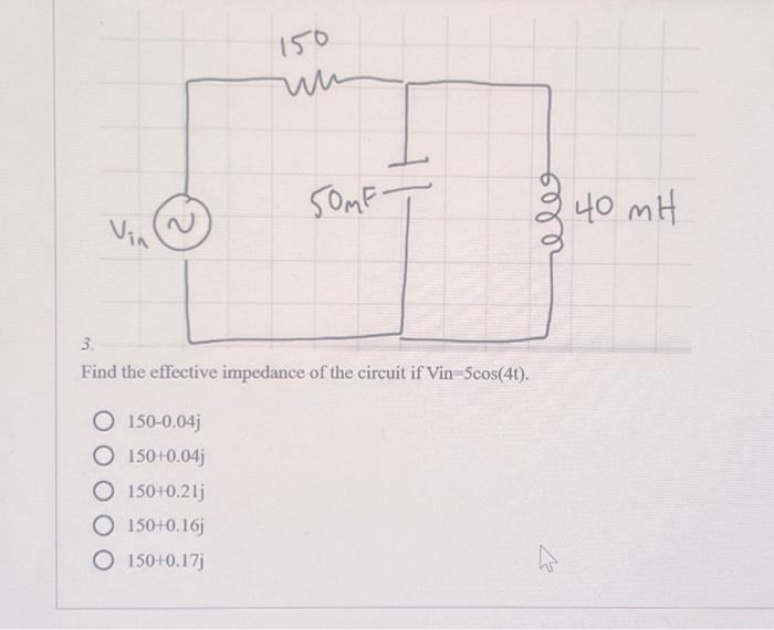 Solved Find the effective impedance of the circuit if | Chegg.com