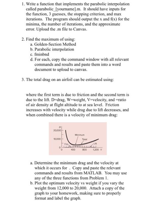 Solved 1. Write a function that implements the parabolic | Chegg.com