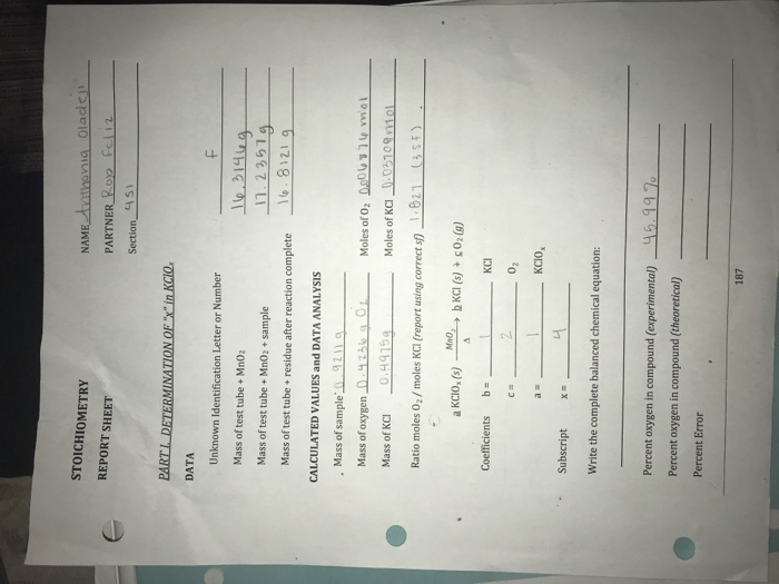 Solved STOICHIOMETRY REPORT SHEET NAME_Irathonig Oladji | Chegg.com