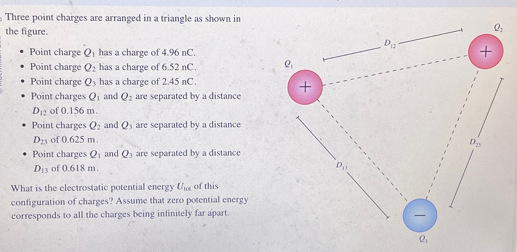 Solved Three point charges are arranged in a triangle as | Chegg.com