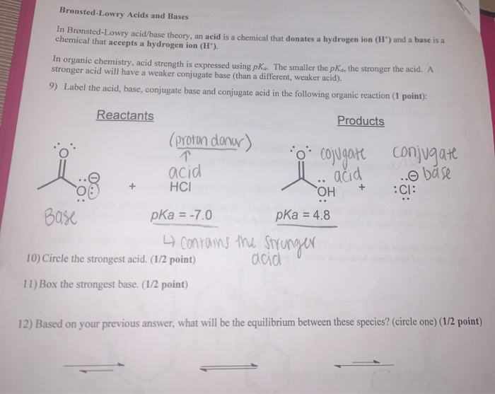 Solved Bronsted-Lowry Acids and Bases In Bronsted-Lowry | Chegg.com