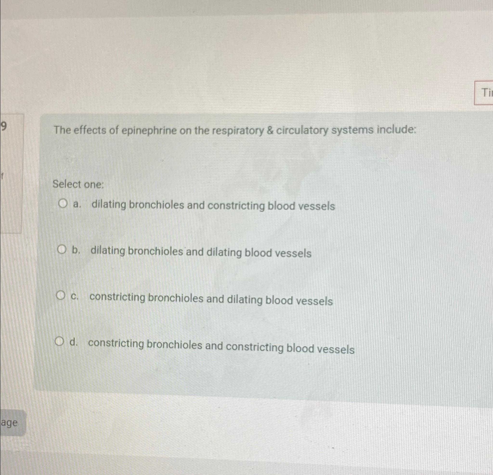 Solved The effects of epinephrine on the respiratory & | Chegg.com