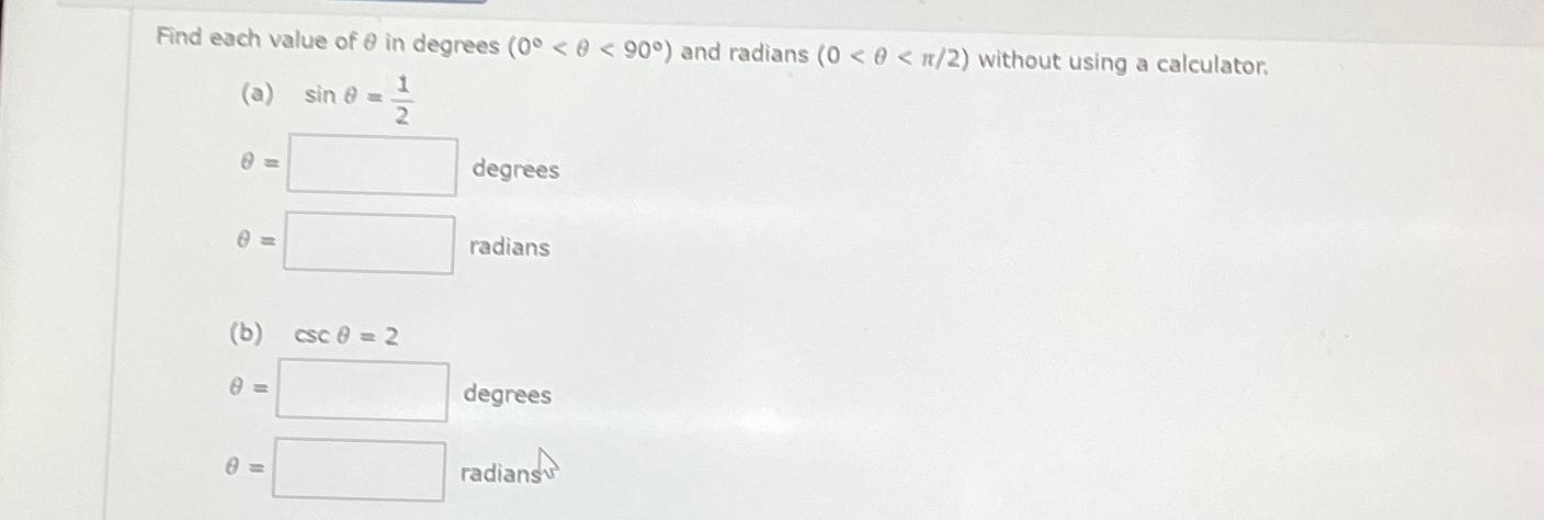 Solved Find each value of θ ﻿in degrees )