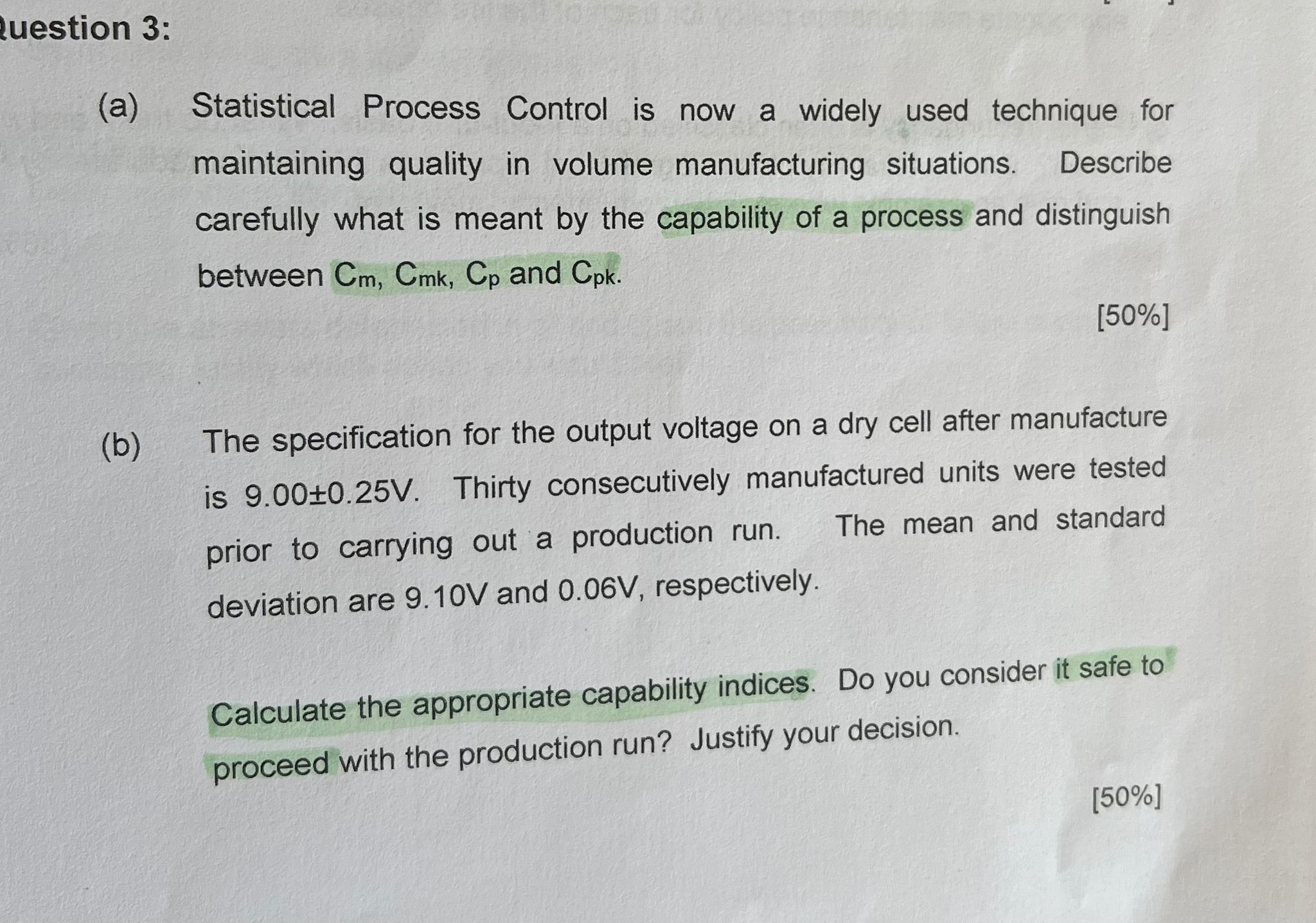 Solved 2uestion 3 ﻿:(a) ﻿Statistical Process Control is now | Chegg.com