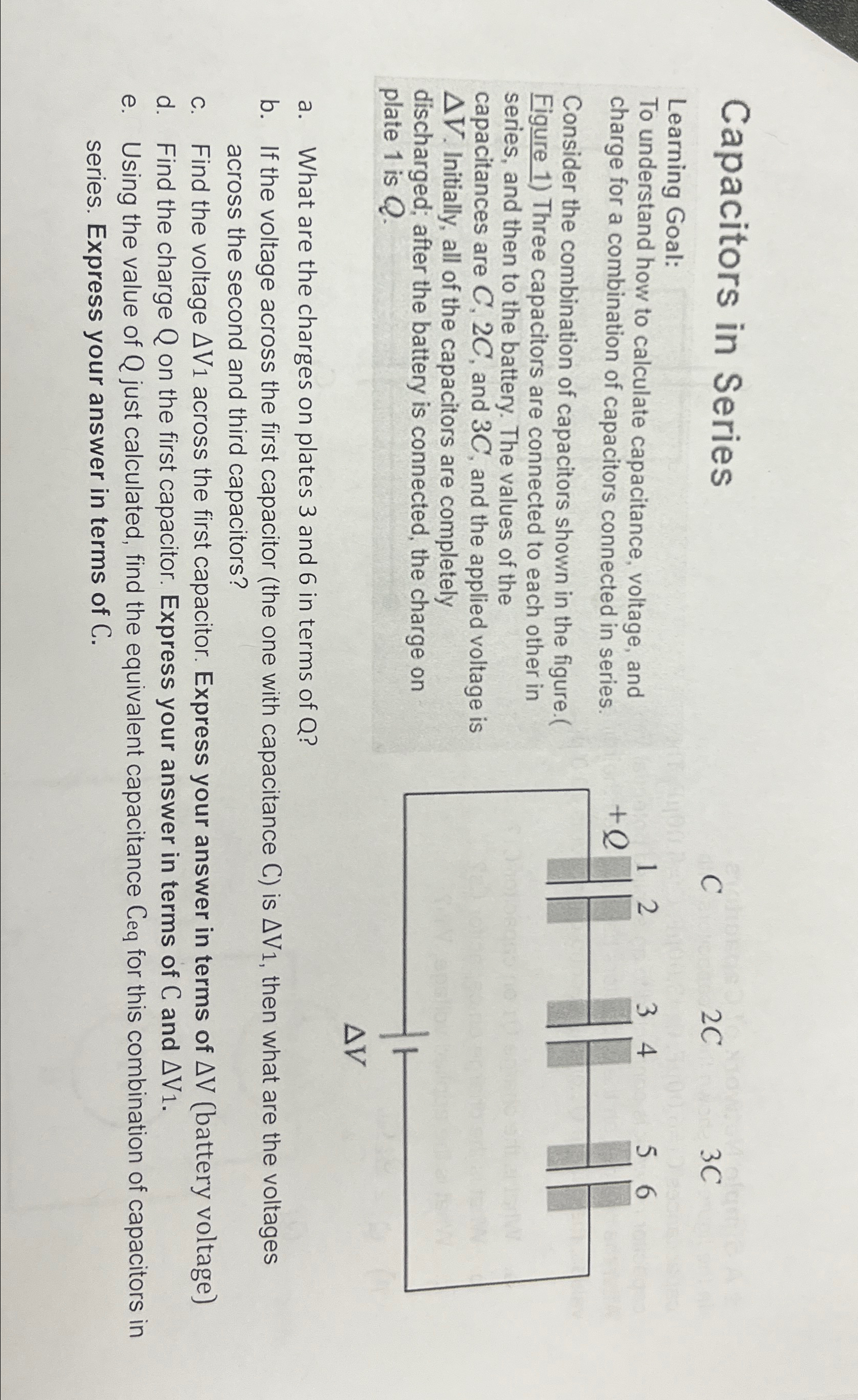 Solved Capacitors in SeriesLearning Goal:To understand how | Chegg.com