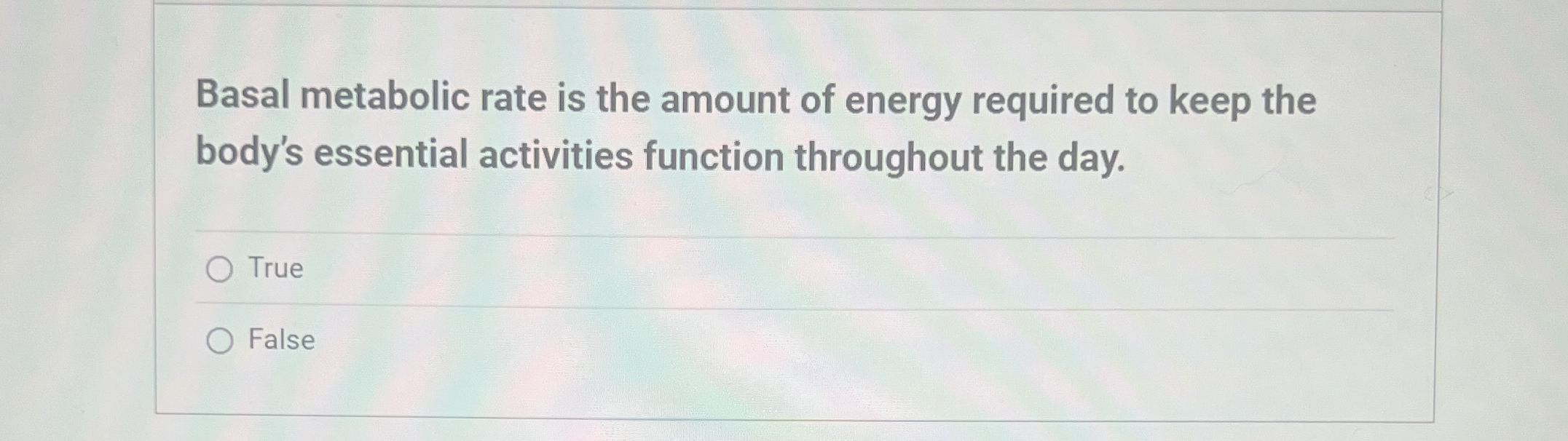 Solved Basal metabolic rate is the amount of energy required | Chegg.com