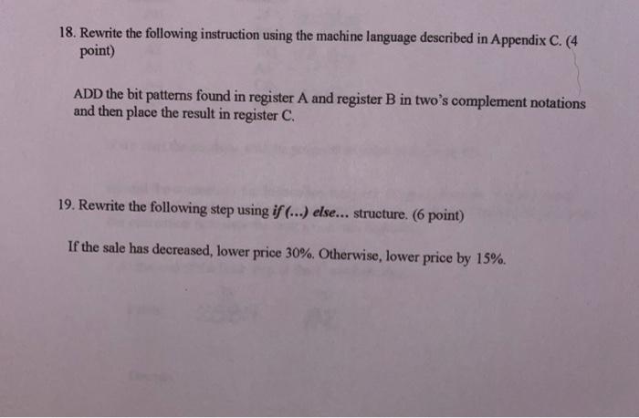 Solved 18. Rewrite the following instruction using the | Chegg.com