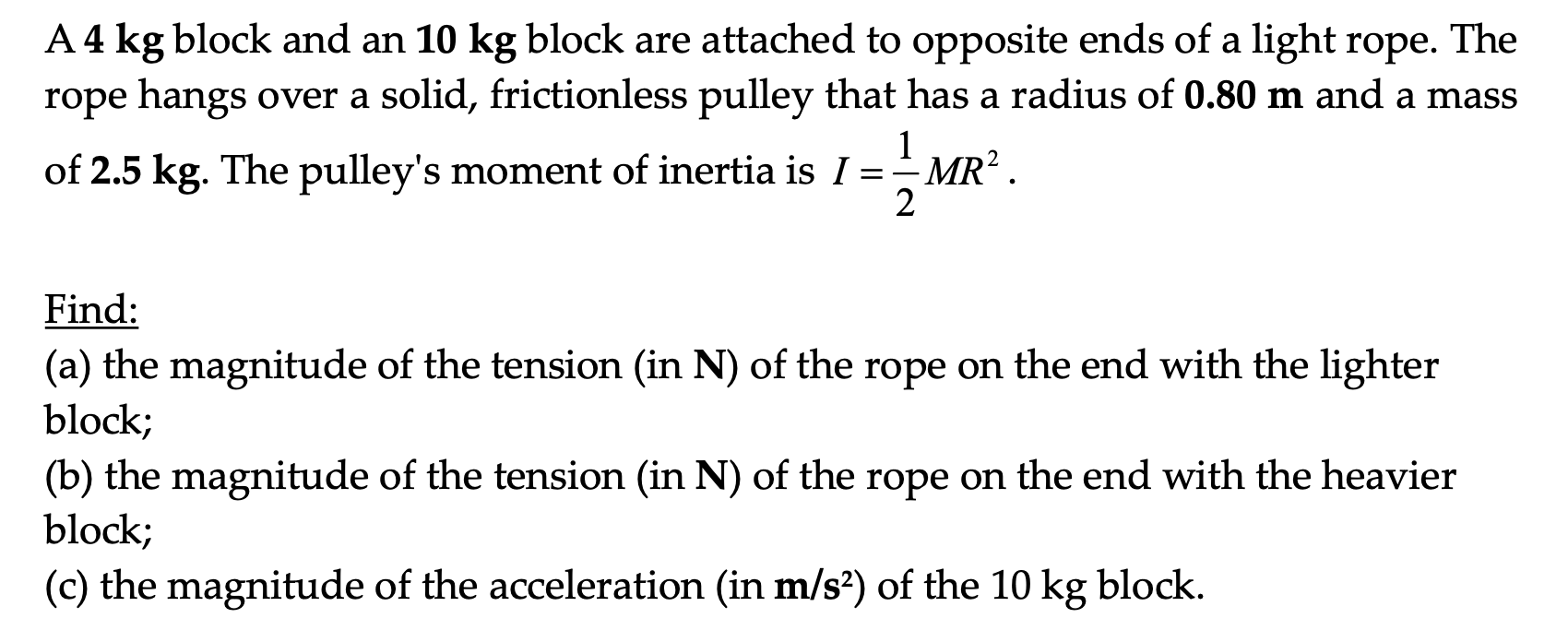 Solved A 4 ﻿kg block and an 10 ﻿kg block are attached to | Chegg.com
