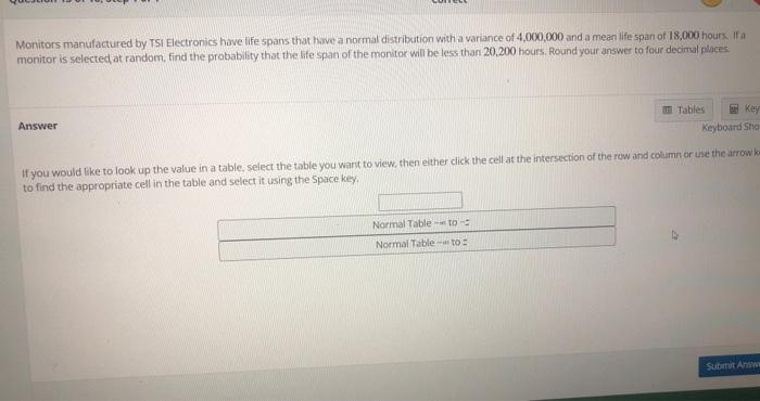 Solved Monitors manufactured by TSI Electronics have life | Chegg.com