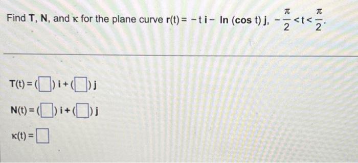 Solved Find T,N, and k for the plane curve | Chegg.com