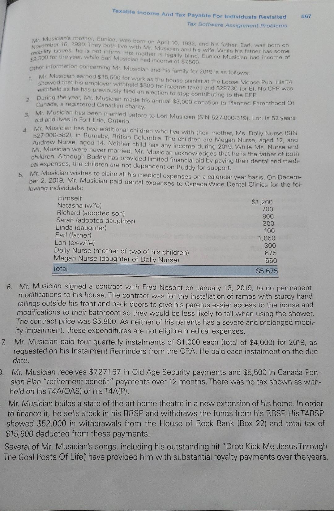 Solved Tax Software Assignment Problems Tax Software | Chegg.com