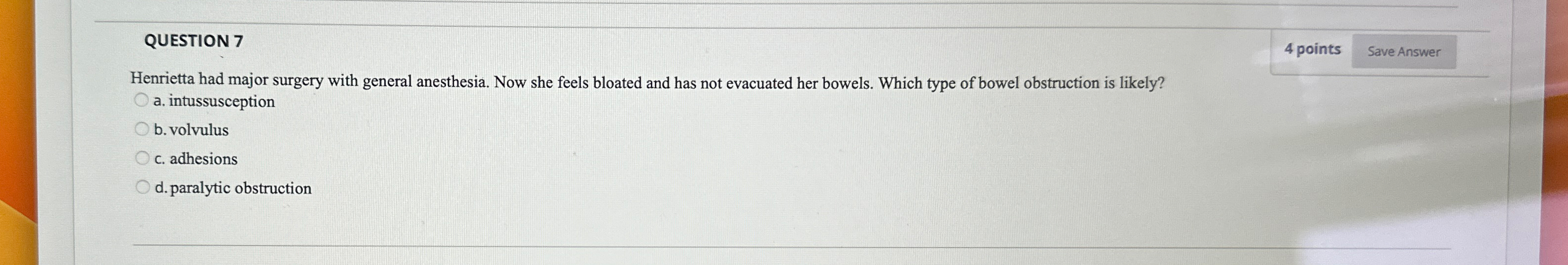 Solved QUESTION 74 ﻿pointsHenrietta had major surgery with | Chegg.com