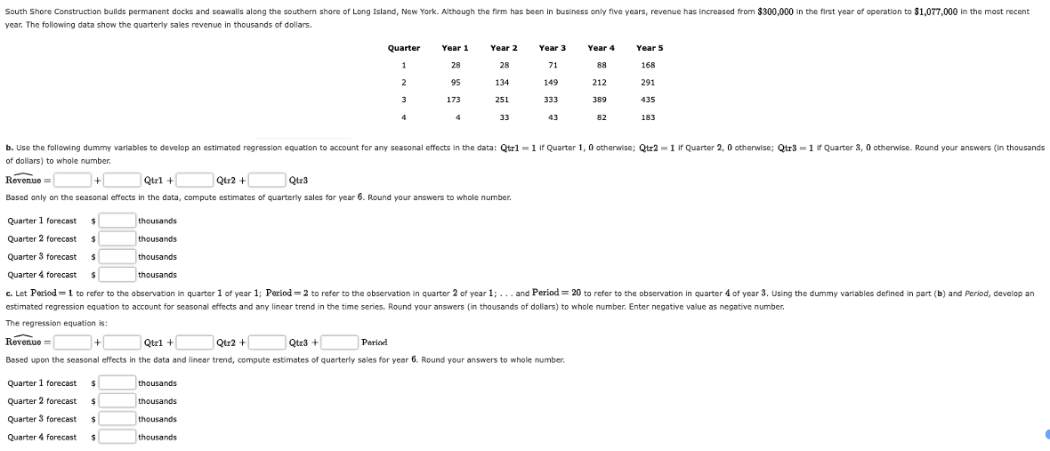 Solved Fill in all the answers for the blanks | Chegg.com