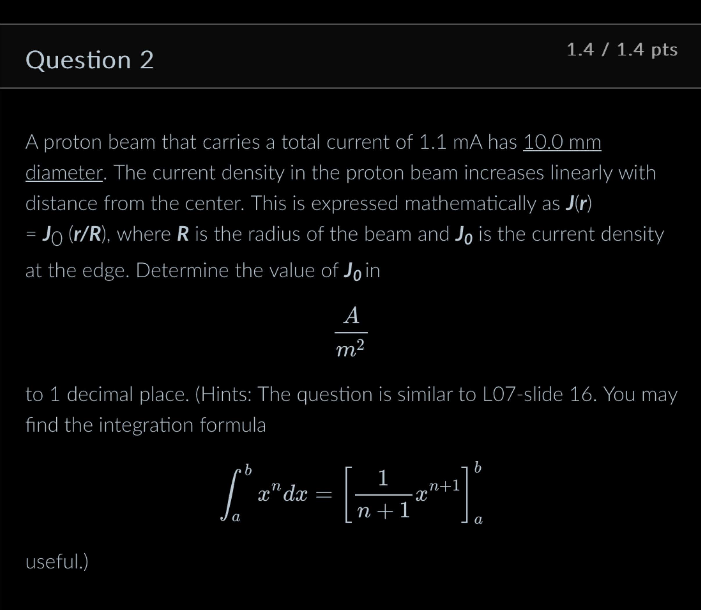 Solved Question 2A proton beam that carries a total current | Chegg.com