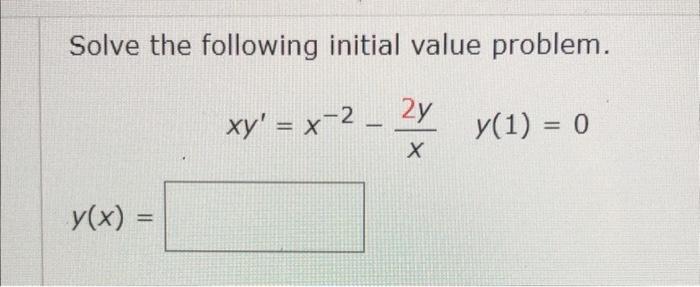 Solved Solve the following initial value problem. | Chegg.com