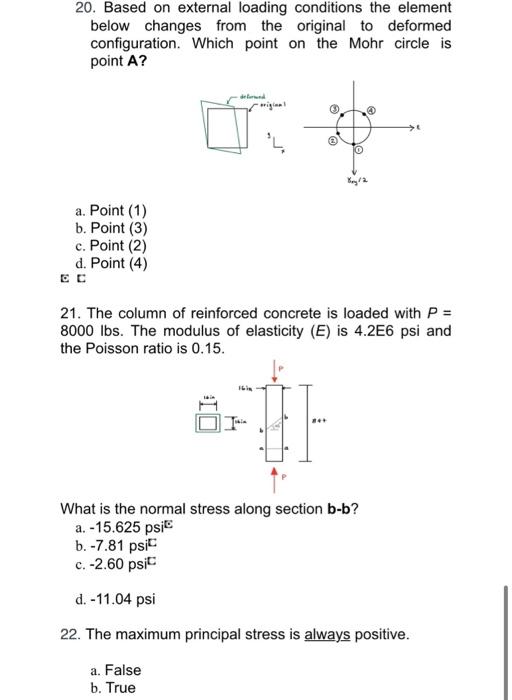 Solved 20. Based on external loading conditions the element | Chegg.com