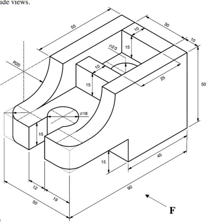 Solved for the given solid draw the top view front and side | Chegg.com