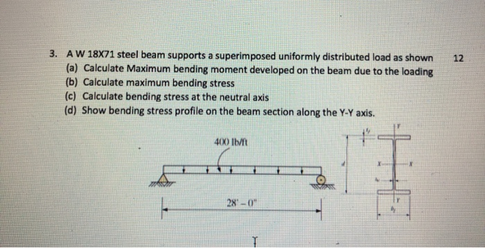 12 3. AW 18X71 steel beam supports a superimposed | Chegg.com