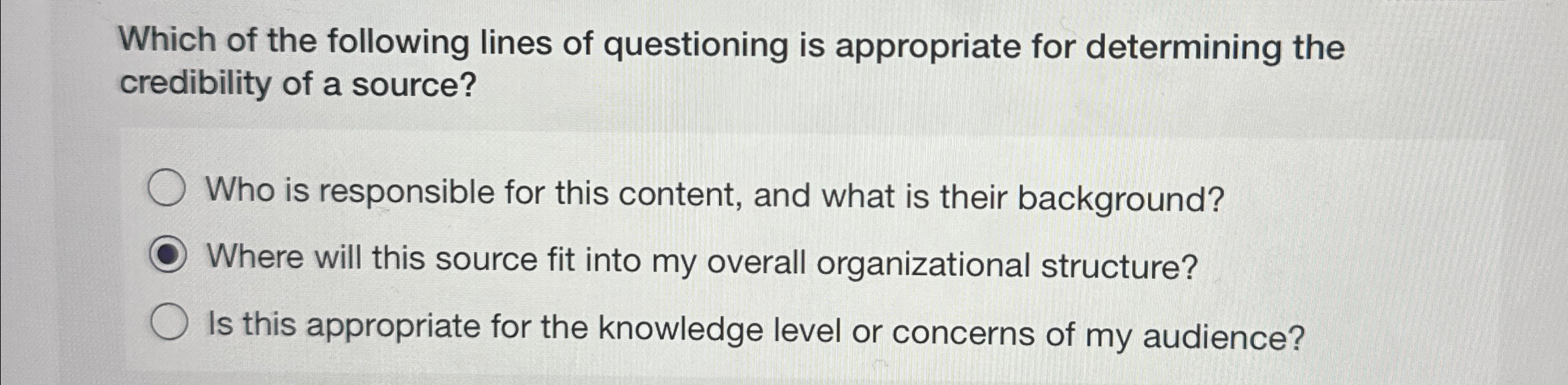 Solved Which of the following lines of questioning is | Chegg.com