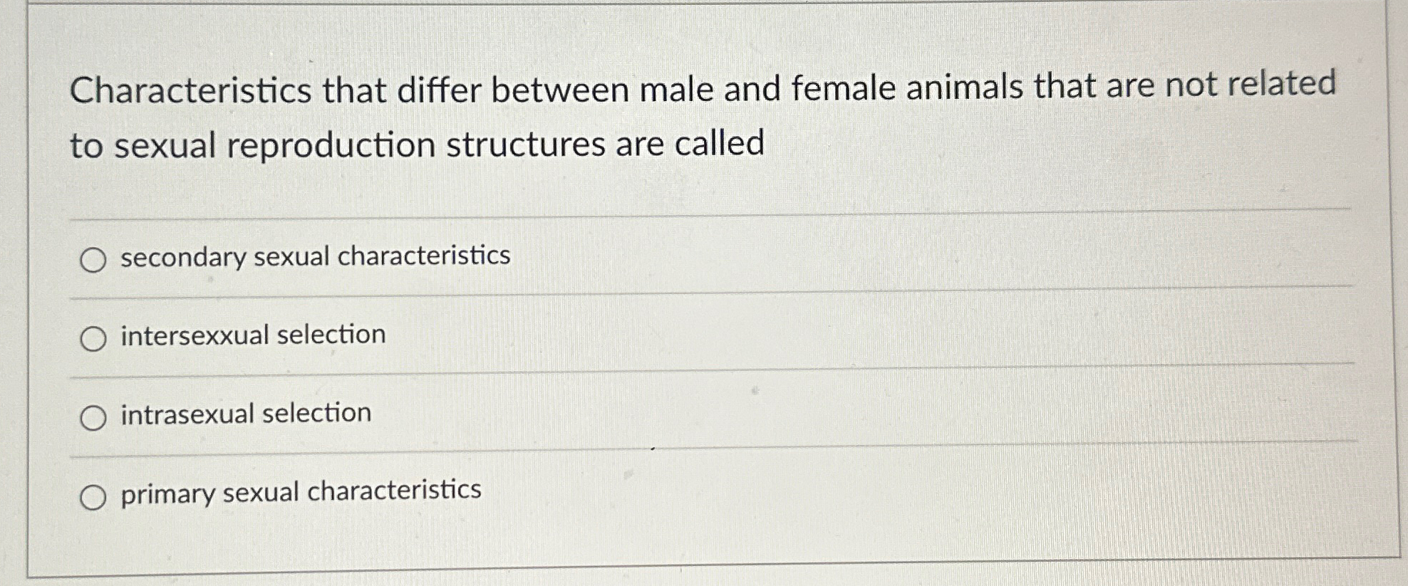 Solved Characteristics that differ between male and female | Chegg.com