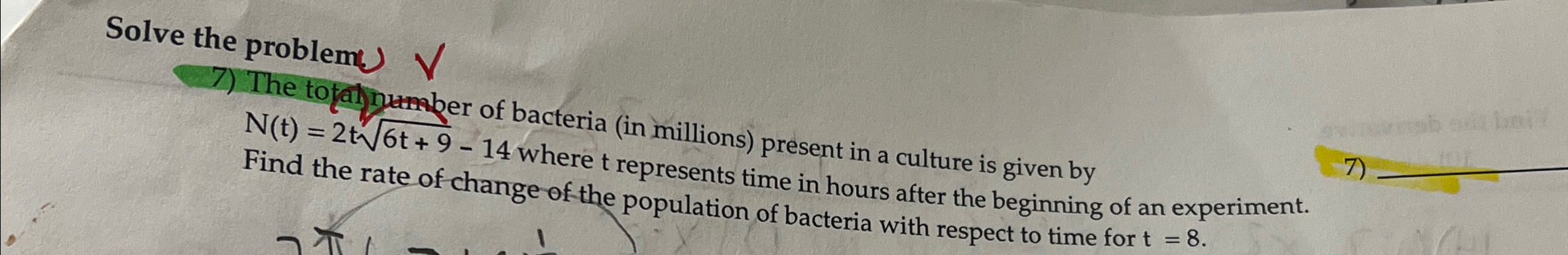 Solved Solve the problems)The tofal numaker of bacteria (in | Chegg.com