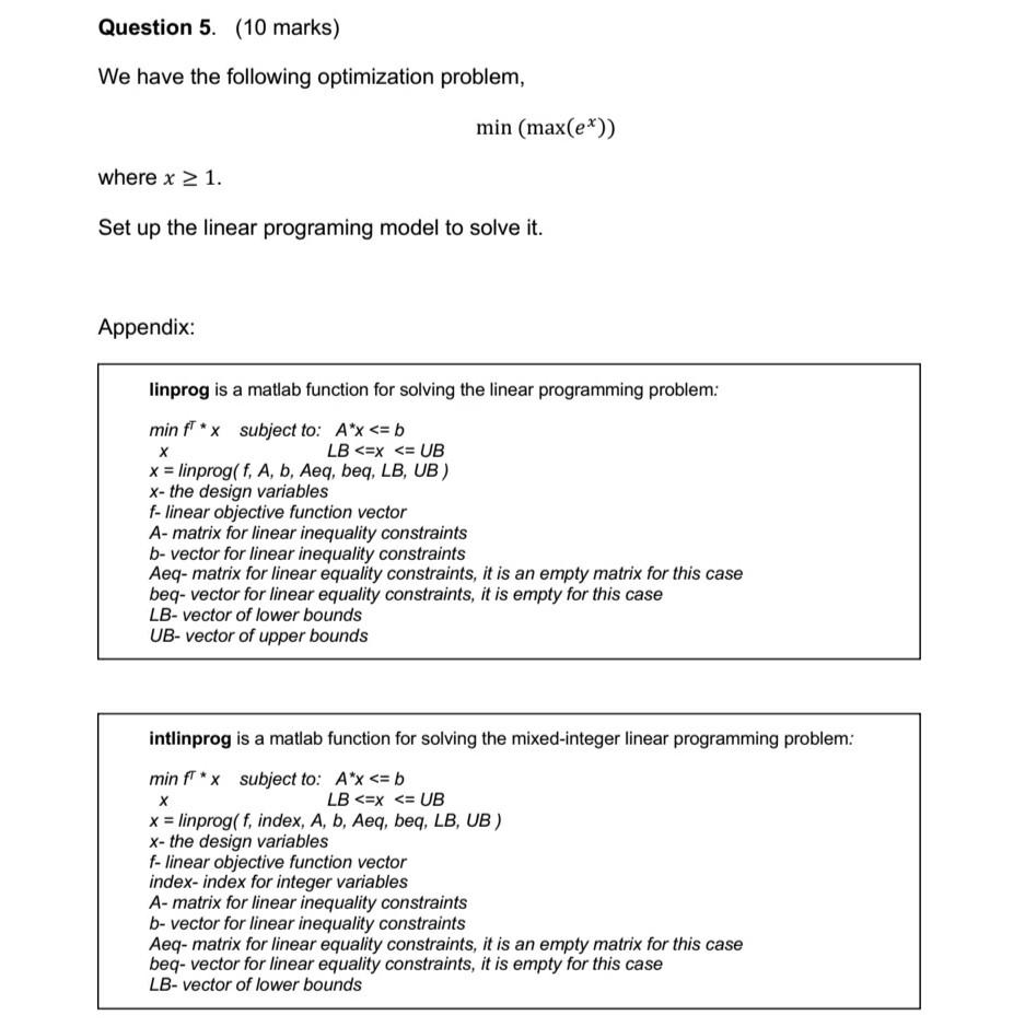 Question 5. (10 marks) We have the following | Chegg.com
