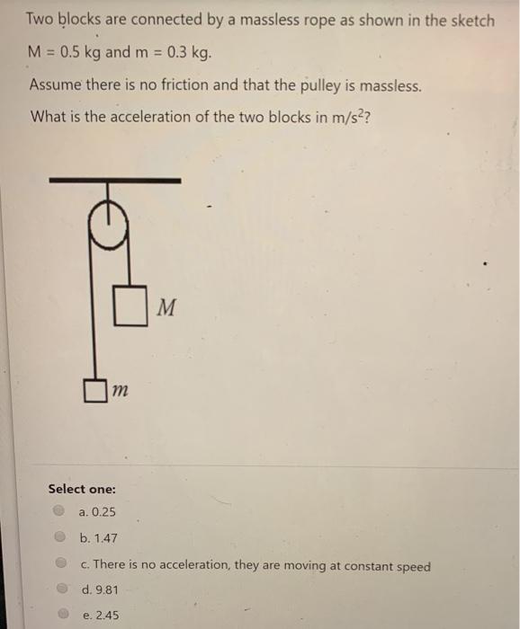 Solved Two blocks are connected by a massless rope as shown | Chegg.com