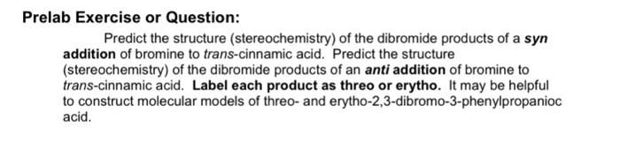Solved Prelab Exercise or Question: Predict the structure | Chegg.com